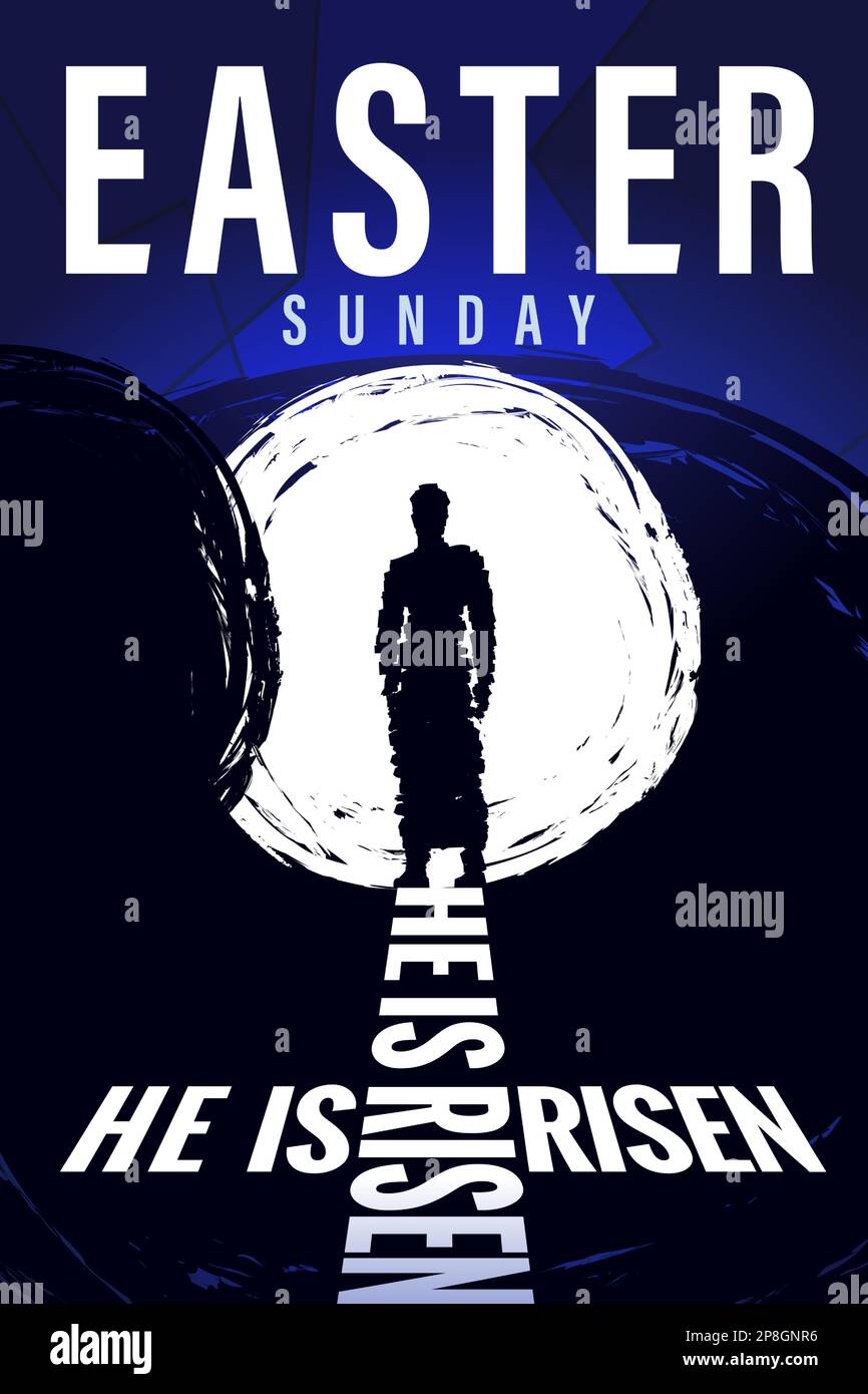 He is risen, Jesus Christ silhouette in open tomb. Easter Sunday or ...