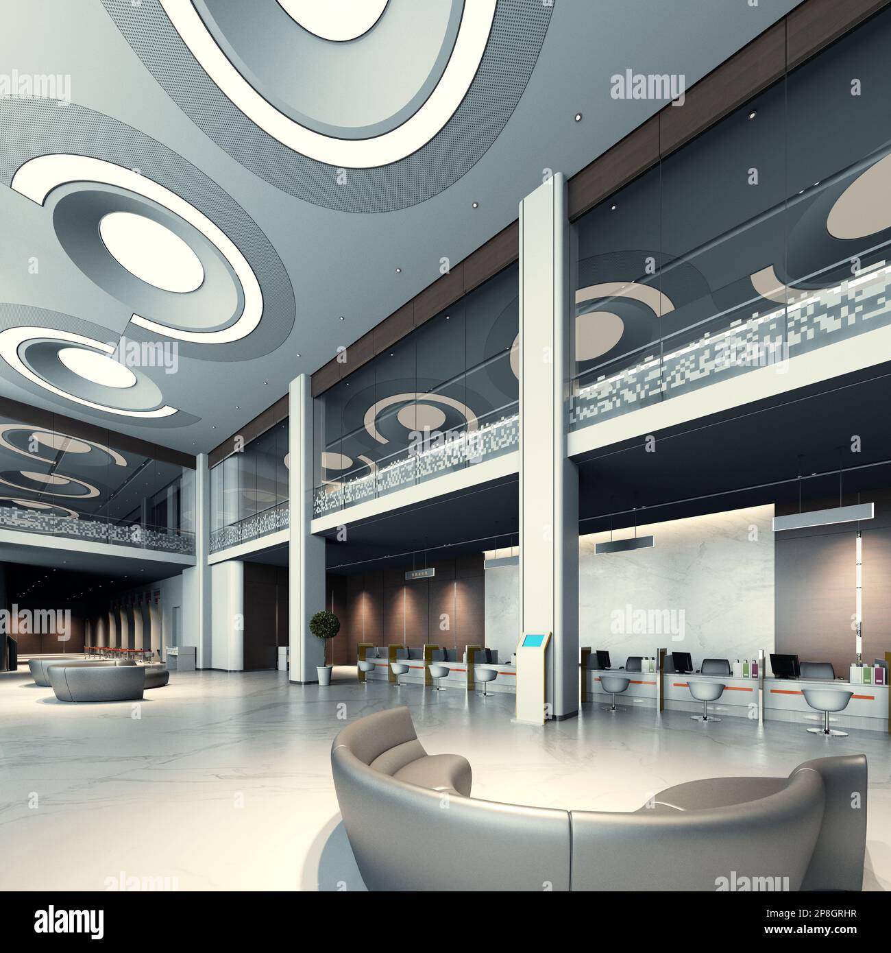 3d render of commercial bank interior Stock Photo - Alamy