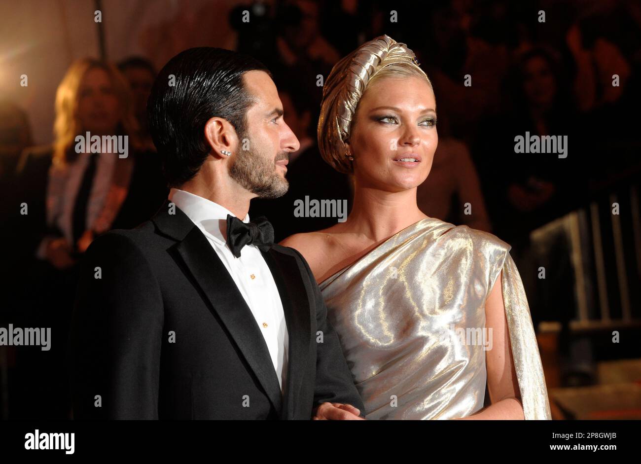 Designer Marc Jacobs, left, and model Kate Moss arrive at the ...