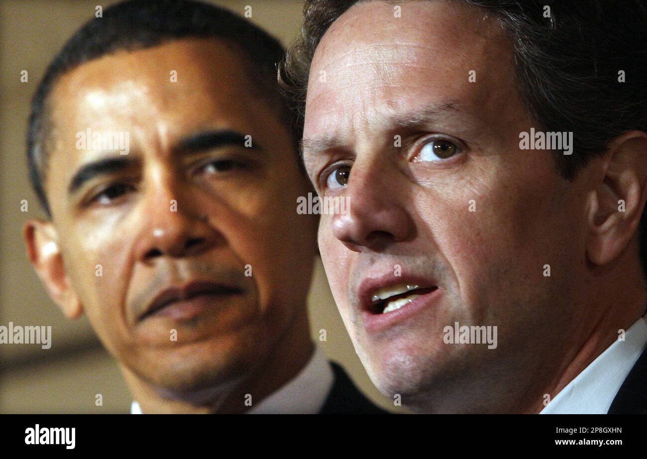 President Barack Obama and Treasury Secretary Timothy Geithner, make ...