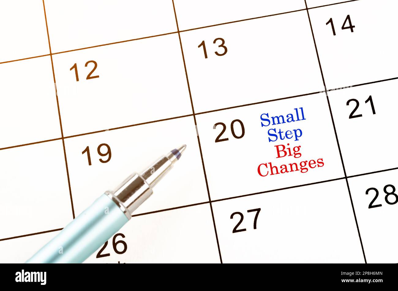 Small Steps Big Changes sign on calendar page Stock Photo - Alamy