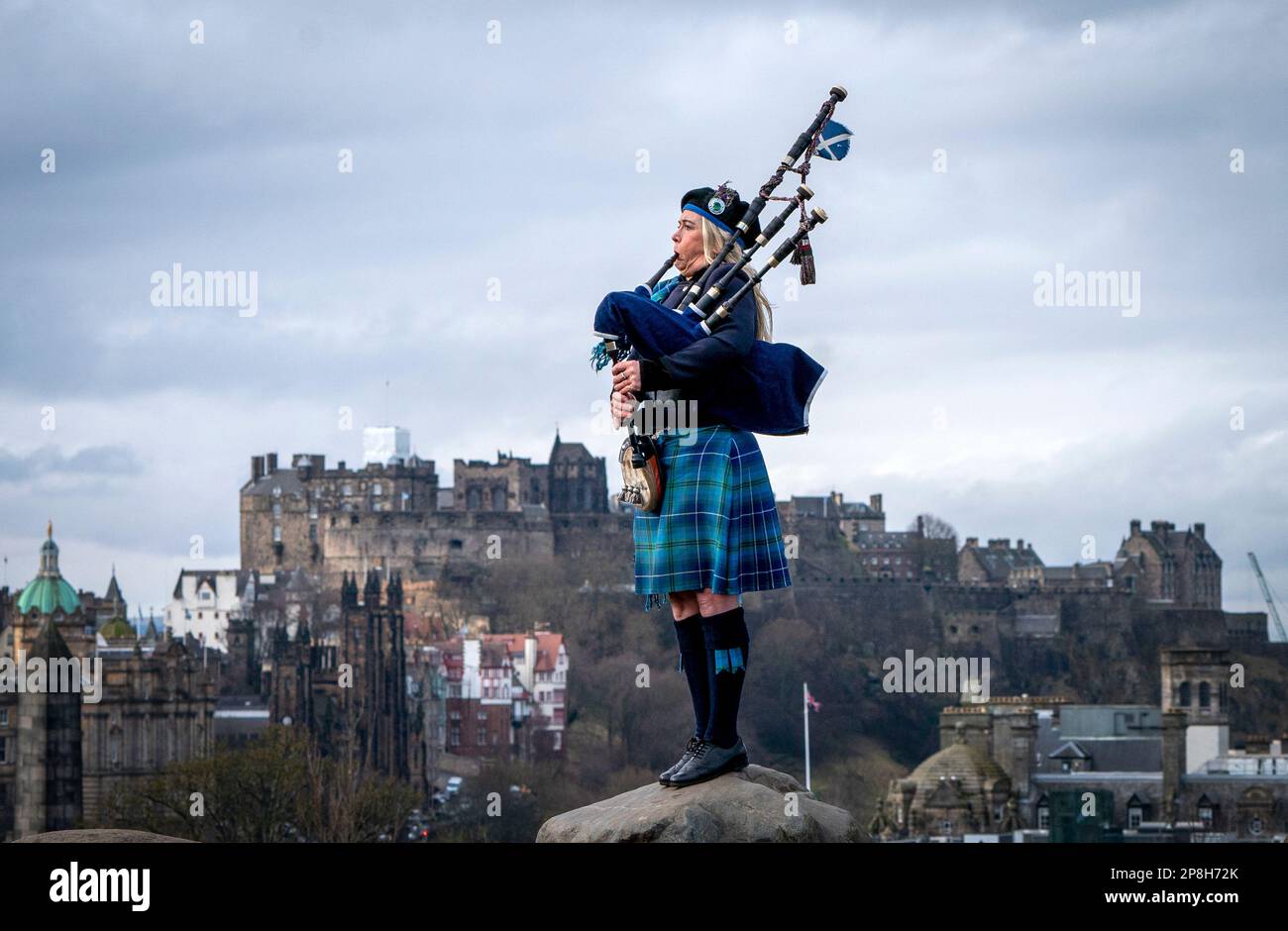 Scotland's national piper Louise Marshall plays her 95-year-old ...