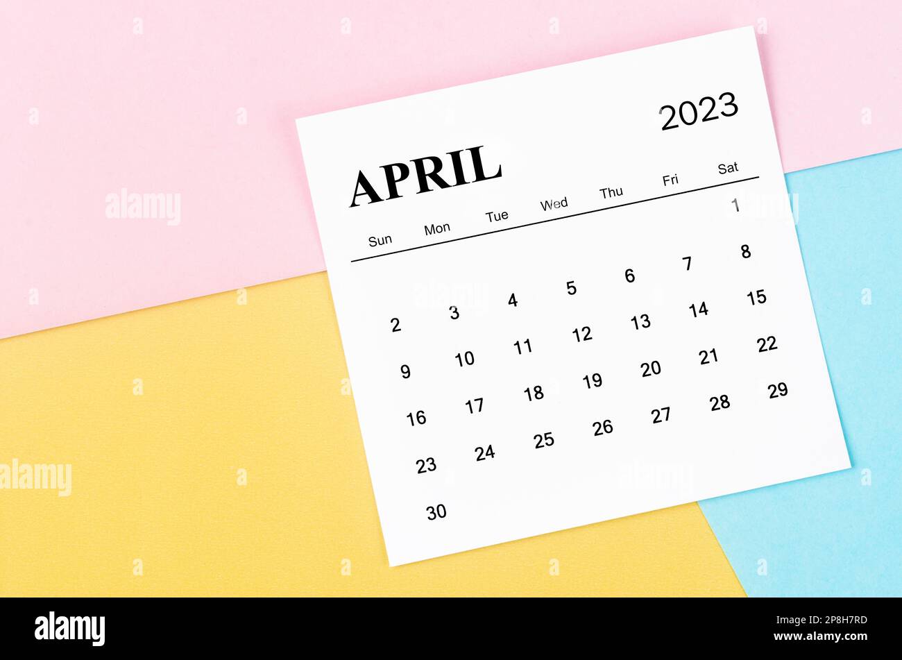 April 2023 Monthly calendar on colorful background Stock Photo - Alamy