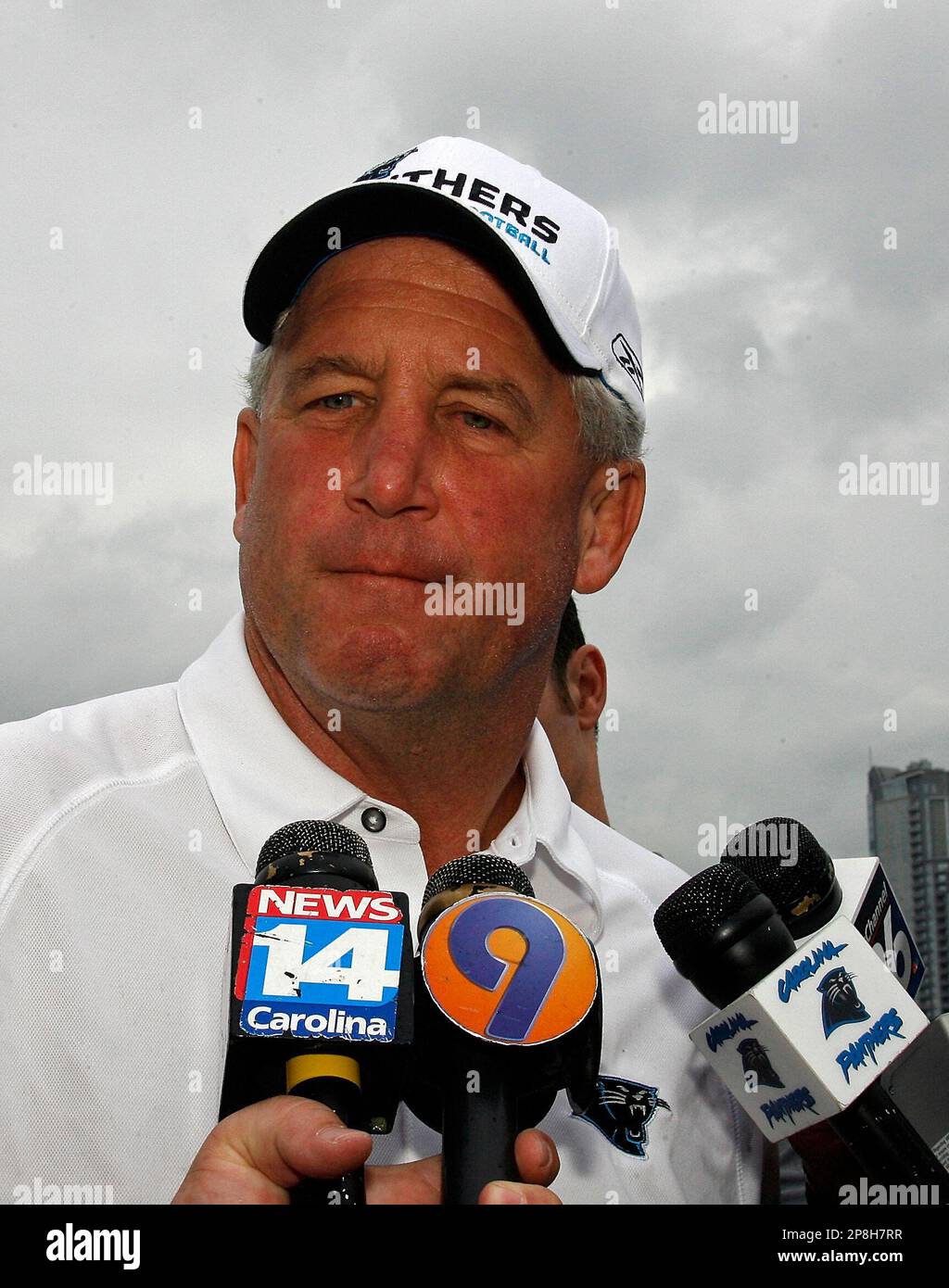 Carolina Panthers' coach John Fox talks with the media after football ...