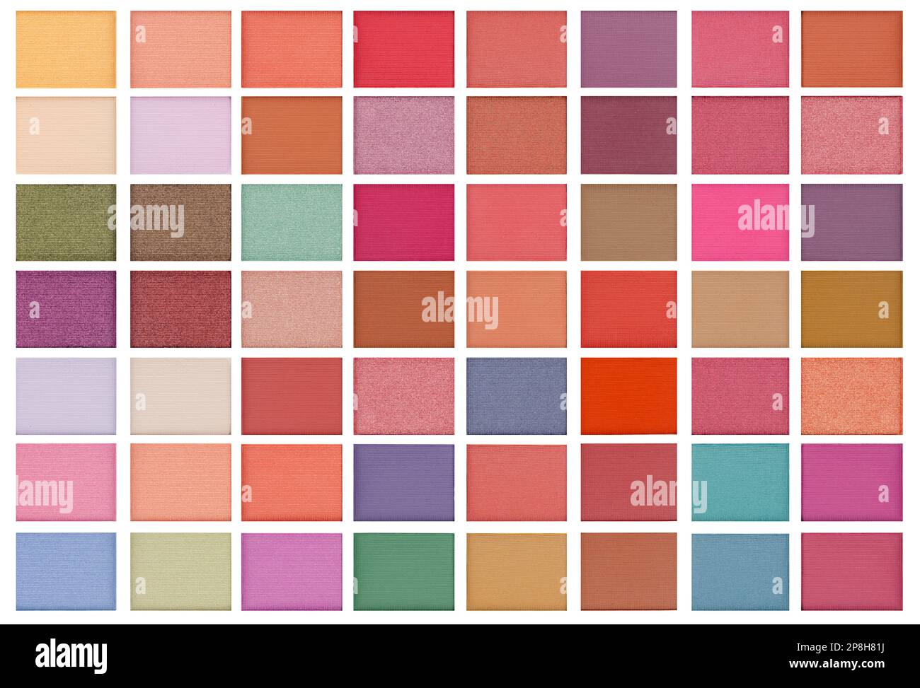 Assorted colors blusher or eyeshadow, isolated on white background ...