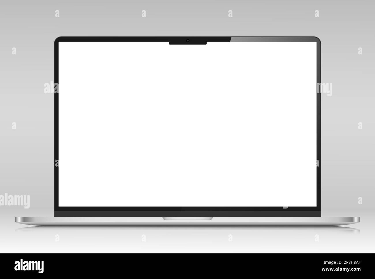 Realistic Laptop layout with silver case and white screen. Laptop with ...