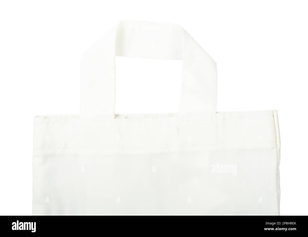 Closeup handle of fabric cloth bag isolated on white background, Save ...
