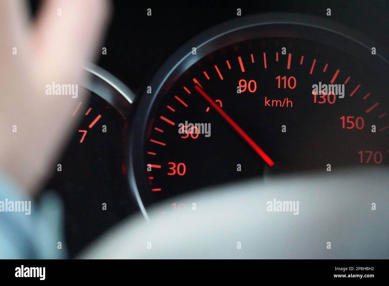 Car speedometer while driving a car Stock Photo - Alamy