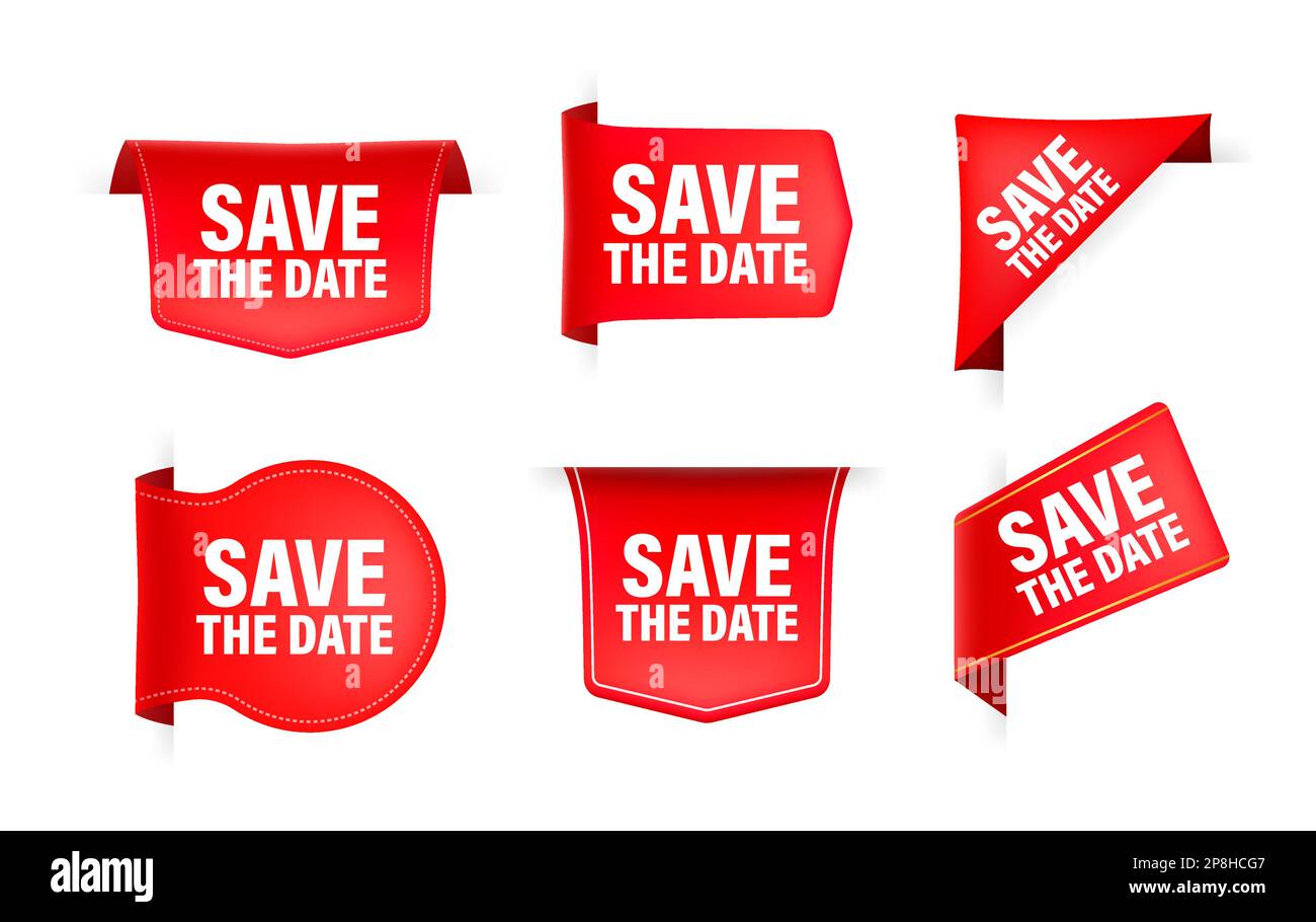 Red Ribbon With Text Save The Date Banner Ribbon Label Save The Date Stock Vector Image And Art
