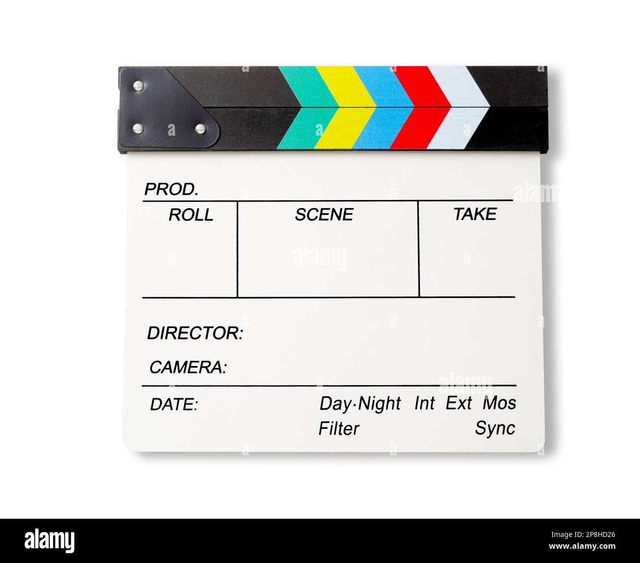 Film slate or Flying clapperboard isolated on white background. Saved ...