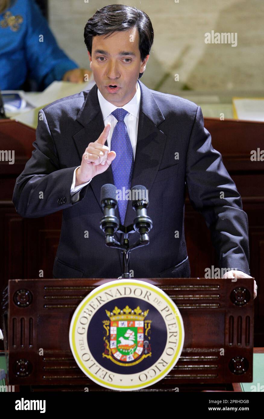 Puerto Rico Gov. Luis Fortuno delivers his budget address for the next ...