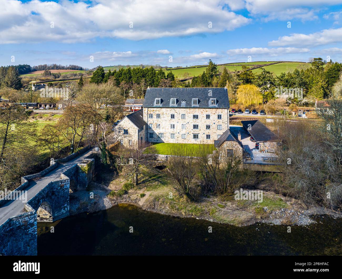 English Village from a drone - Staverton, Totnes, Devon, England ...