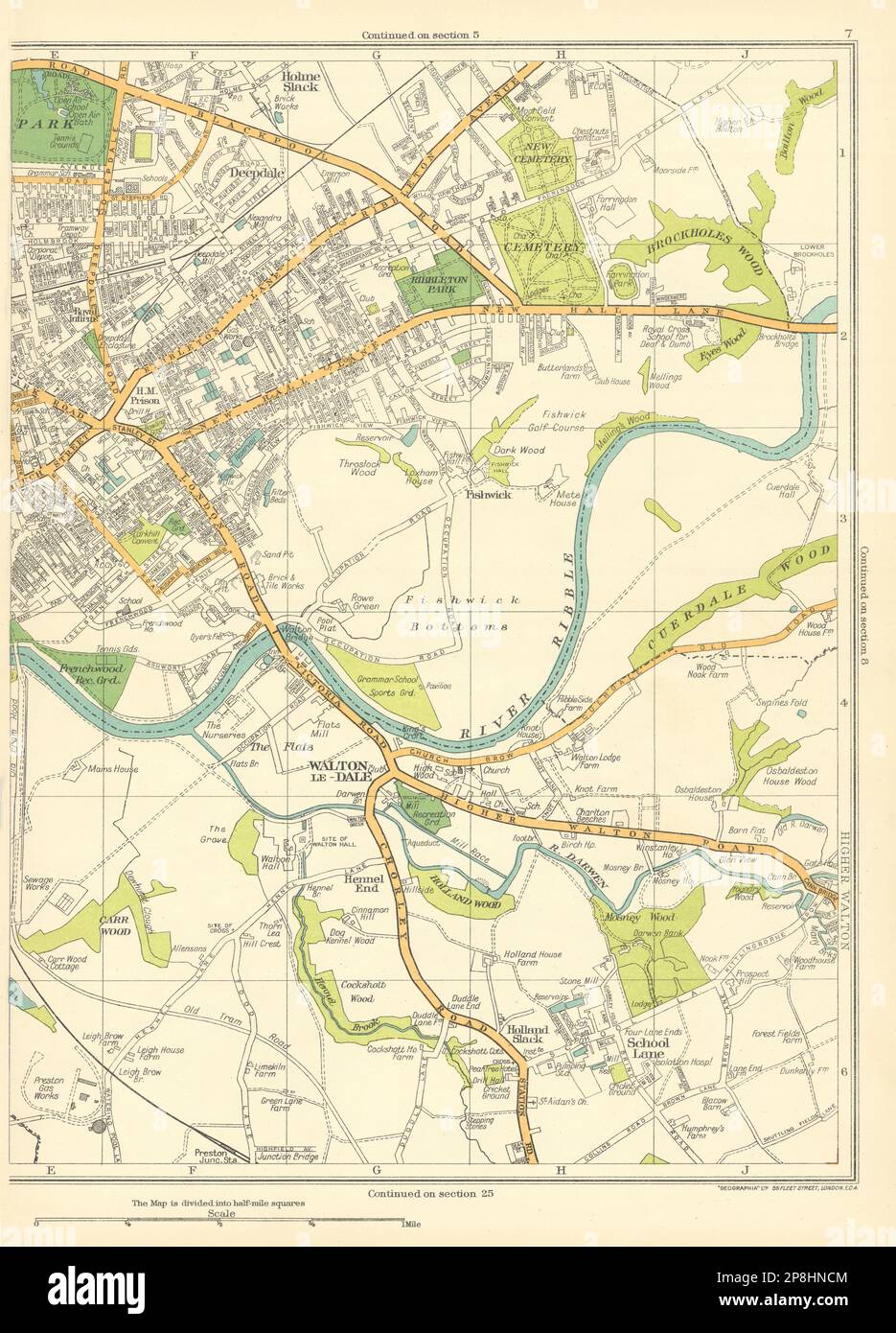 PRESTON Walton-le-Dale Brockholes Wood Cuerdale Carr Holme Slack 1935 ...