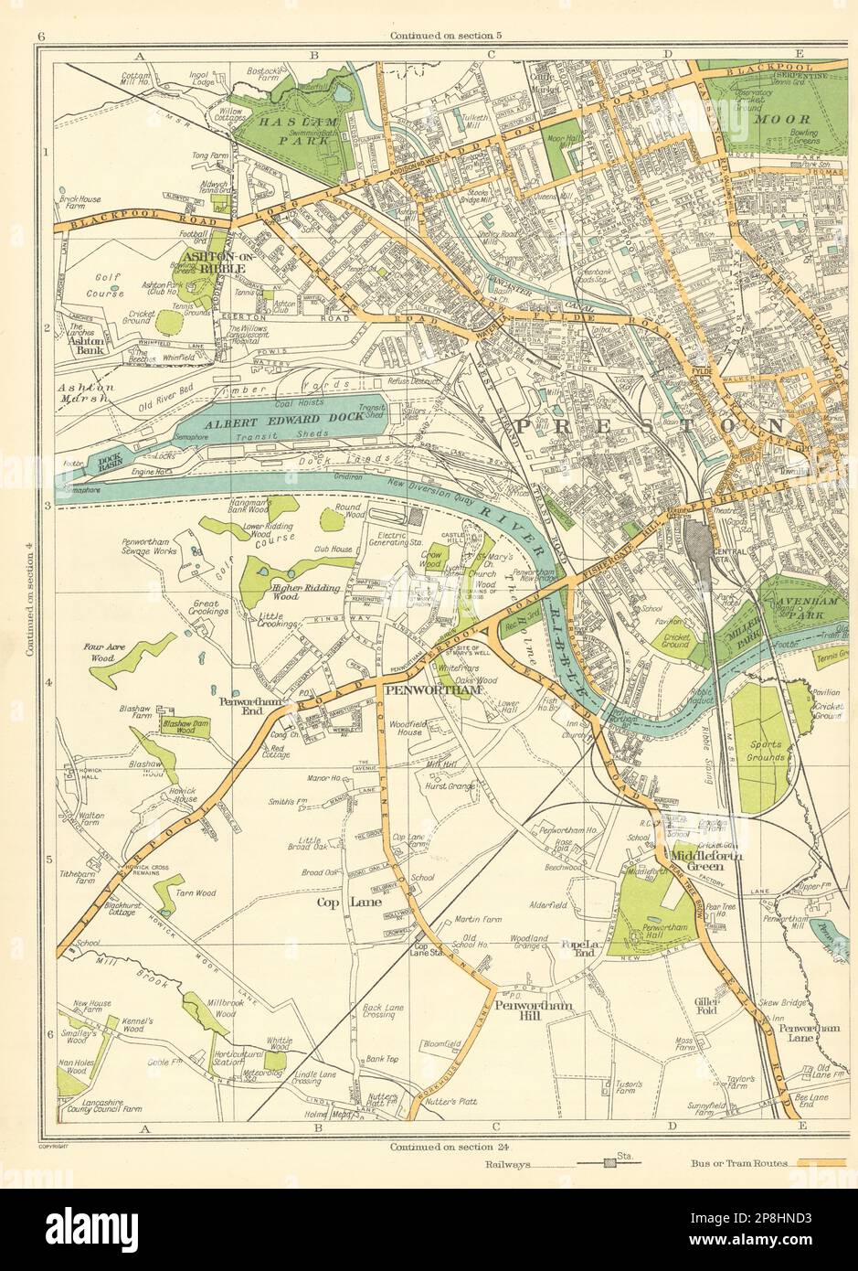 PRESTON Ashton-on-Ribble Penwortham Albert Edward Dock Cop Lane 1935 ...