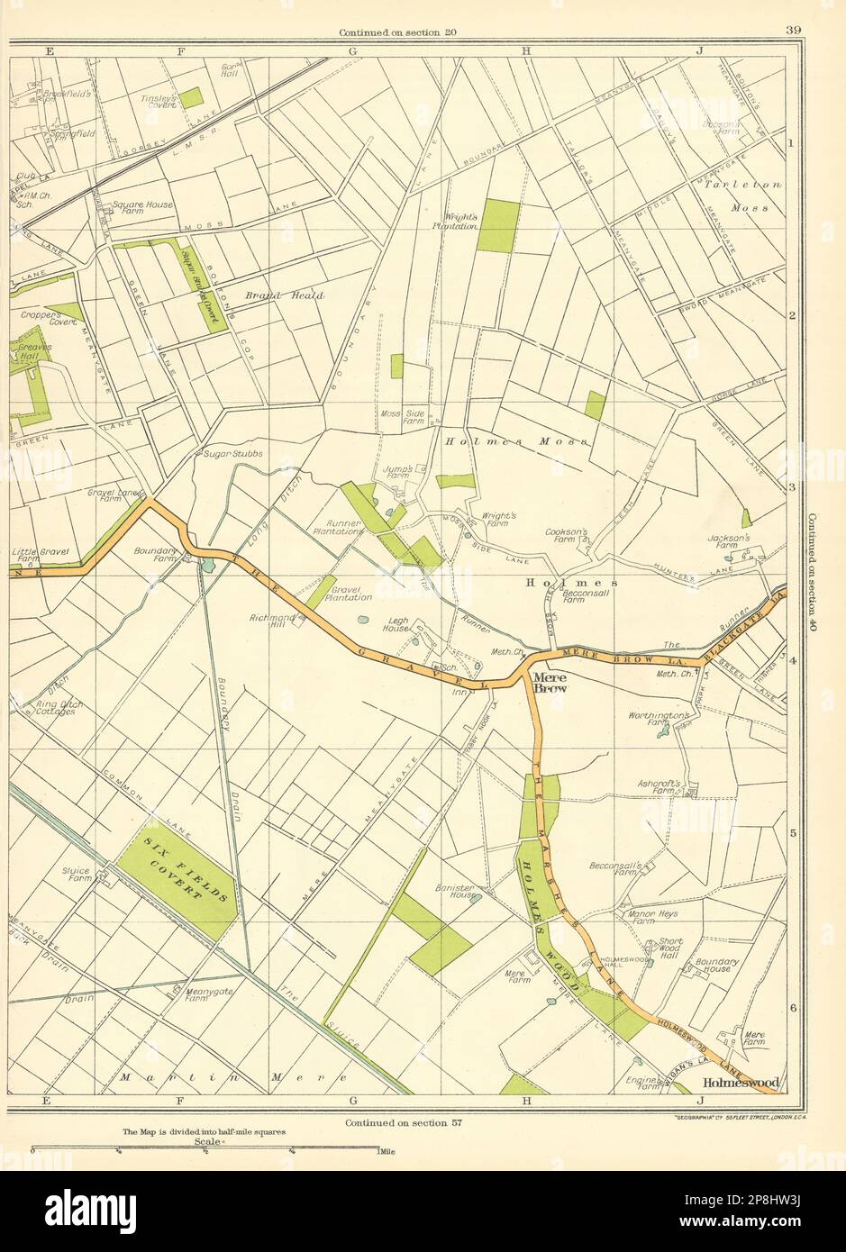 LANCASHIRE 6 Fields Covert Mere Brow Holmeswood Holmes Moss Tarleton ...