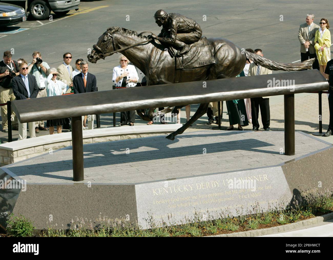 Front row, from left, Barbaro's owners Roy and Gretchen Jackson and ...