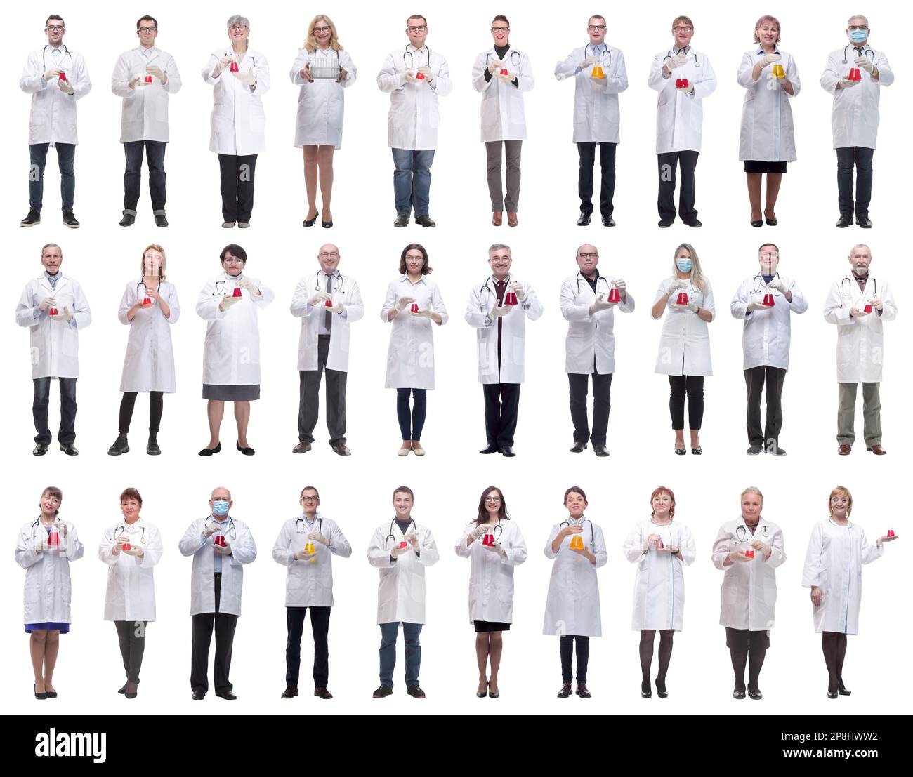 laboratory assistant holding a flask with liquid isolated Stock Photo ...