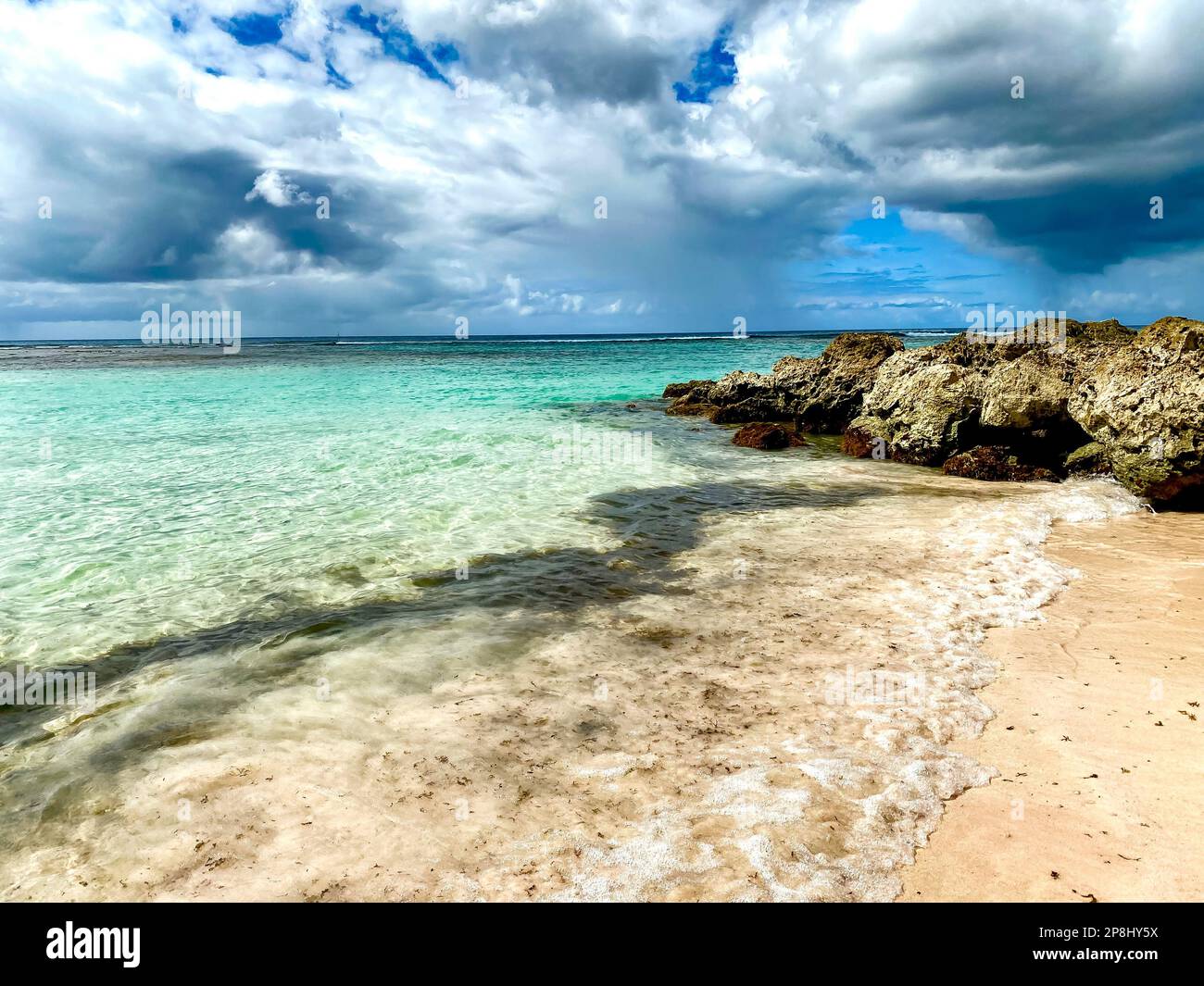 Clear turquoise waters off Barbados beach, a tropical paradise in the ...