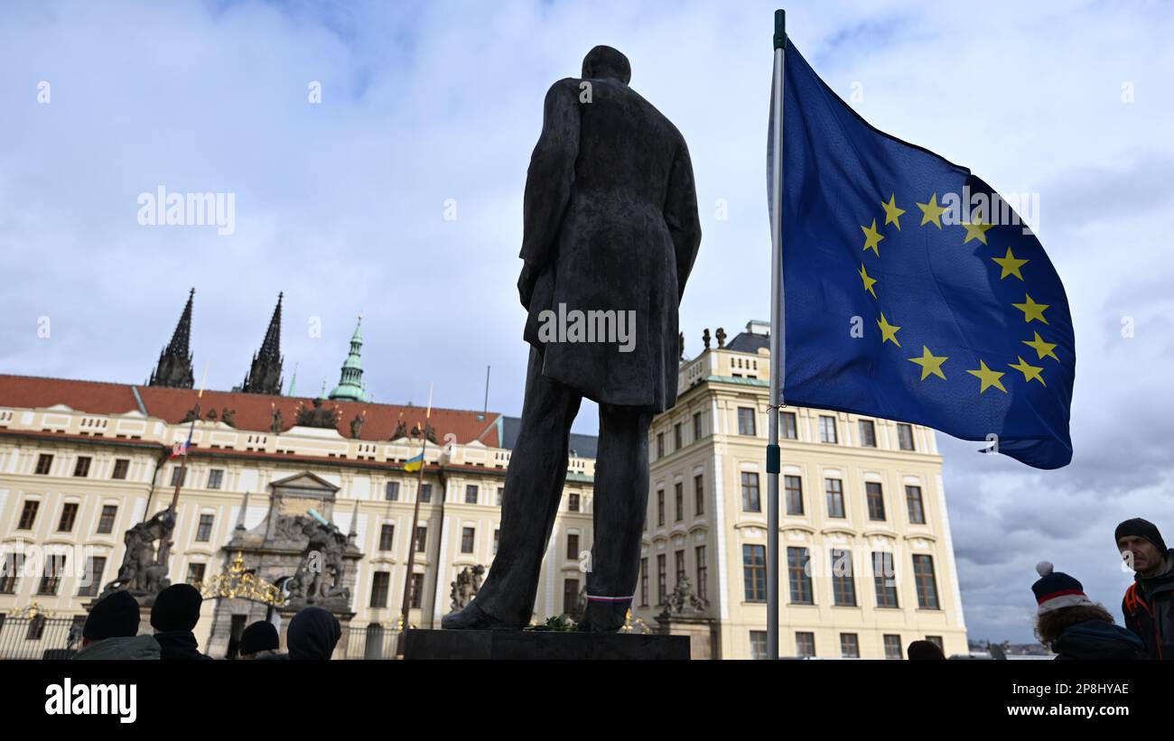 Prague, Czech Republic. 09th Mar, 2023. Statue of Tomas Garrigue ...