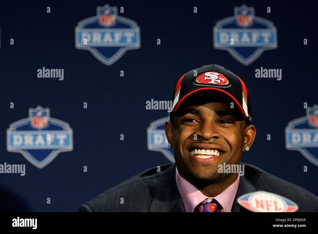 Texas Tech wide receiver Michael Crabtree speaks to the media after he ...