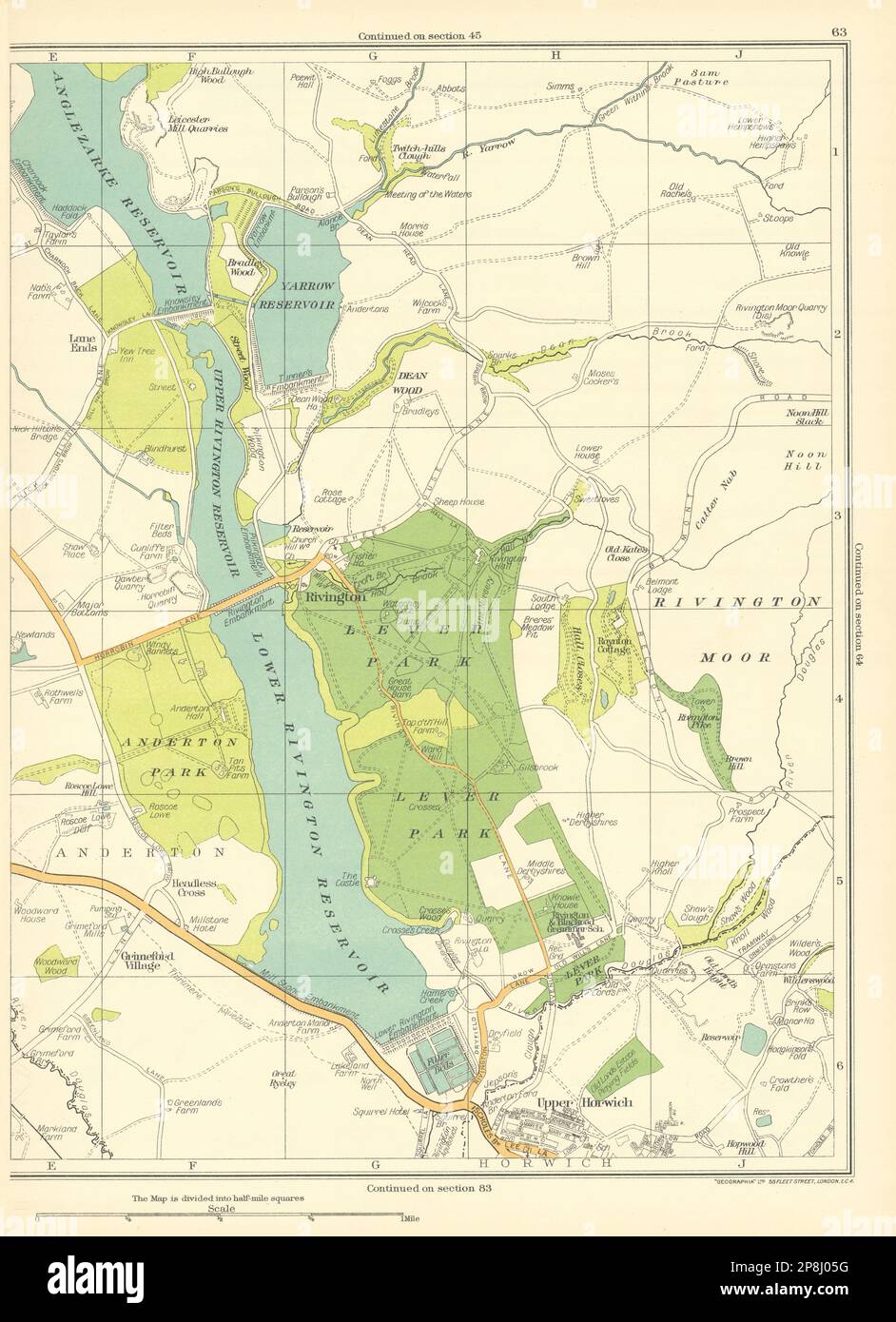 LANCASHIRE Upper Horwich Rivington Lever park Anderton Reservoir 1935 ...