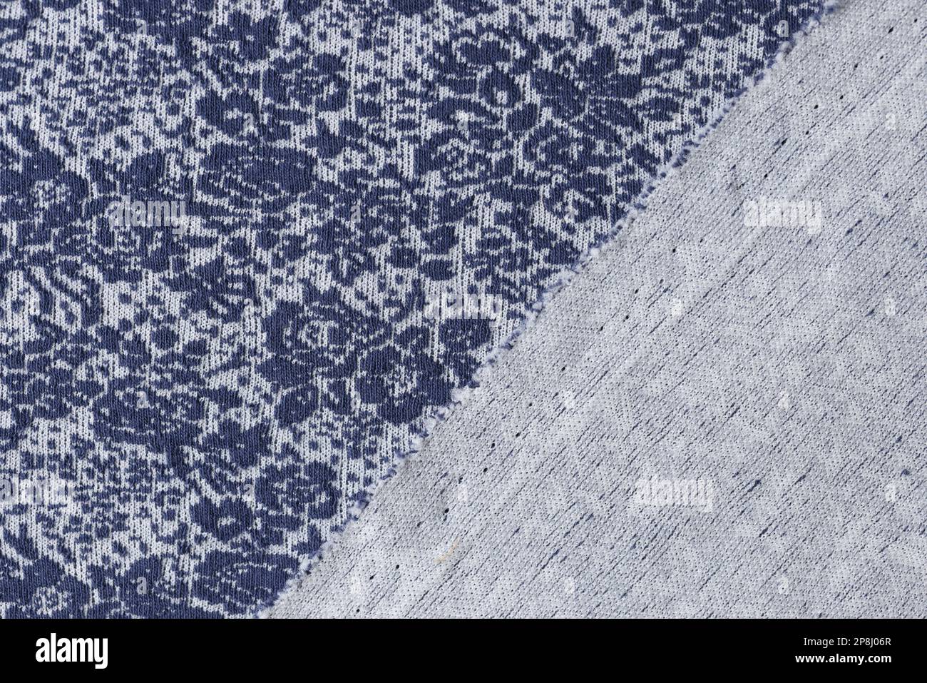 Blue and white textile with flower pattern Stock Photo - Alamy