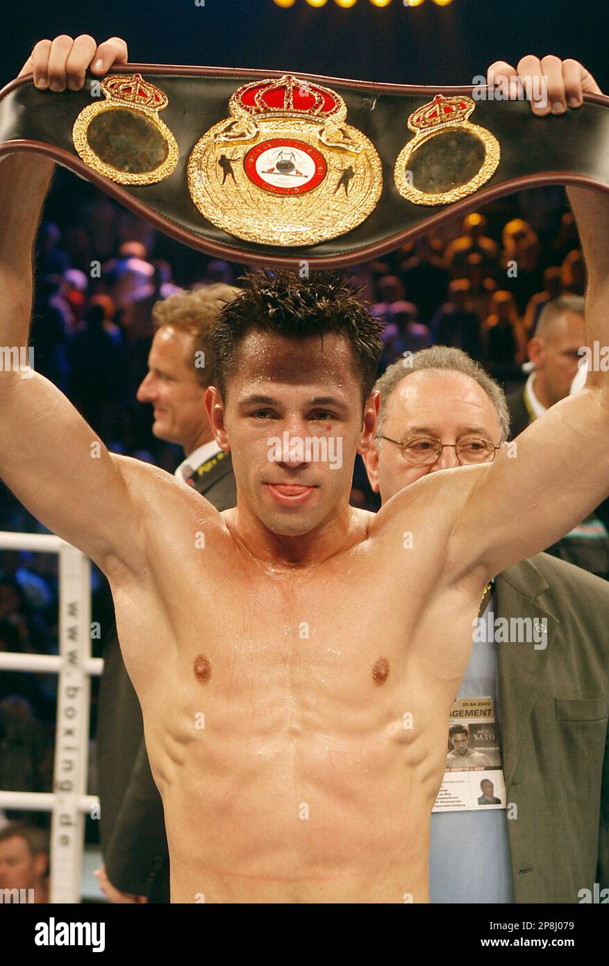 Germany's boxer Felix Sturm celebrates after winning the middleweight ...