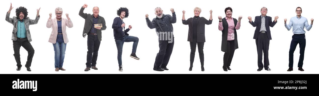 collage of people joyful energetic full length isolated Stock Photo - Alamy