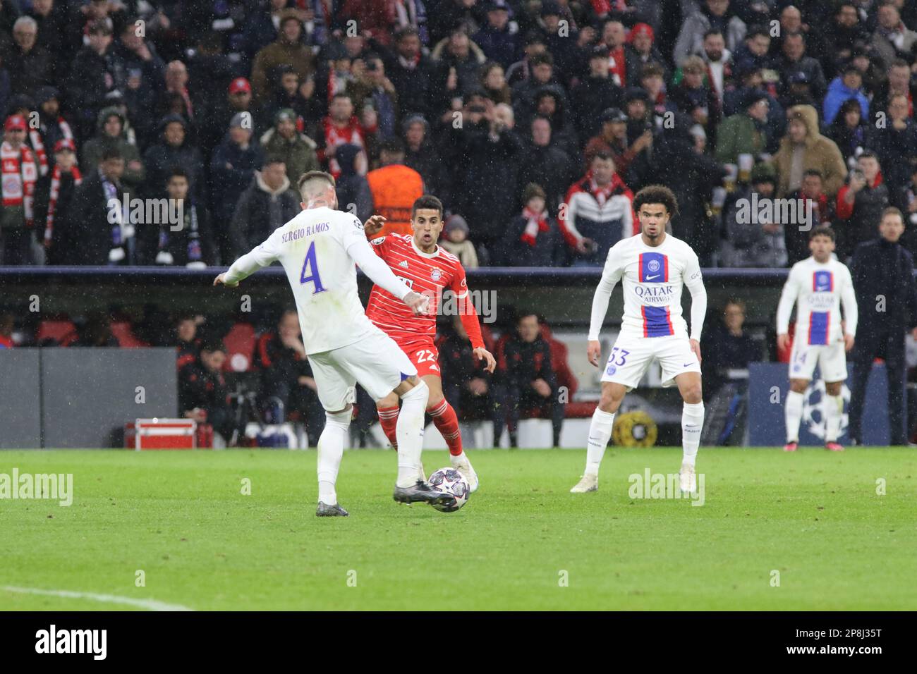 Munich, Germany. , . #22. Joao CANCELO of Fc Bayern vs 33. Warren Zaire ...