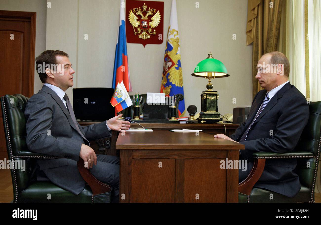 Russian President Dmitry Medvedev Left And Prime Minister Vladimir