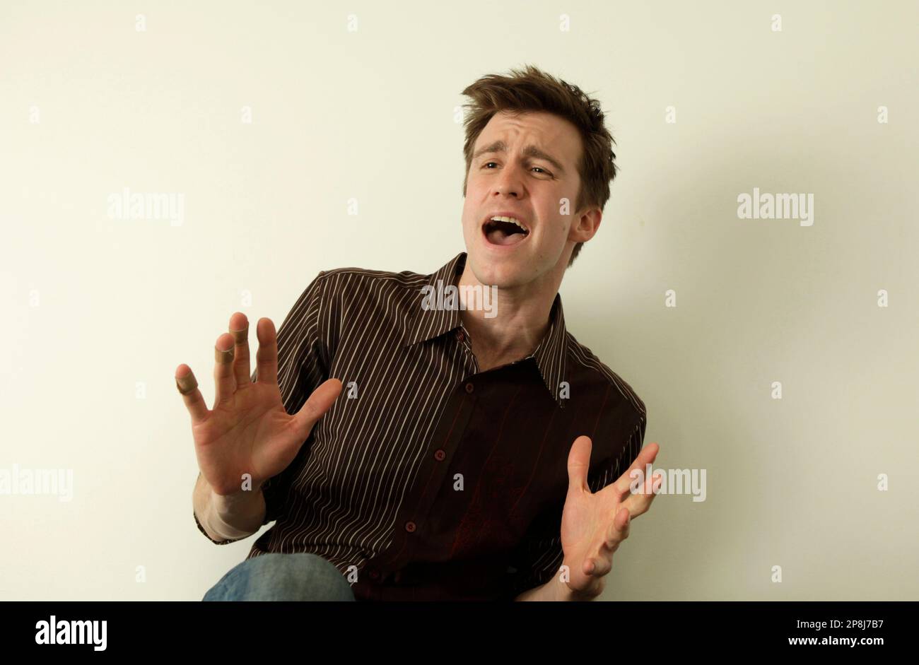 Gavin Creel, who plays Claude in the musical "Hair", sings during a ...