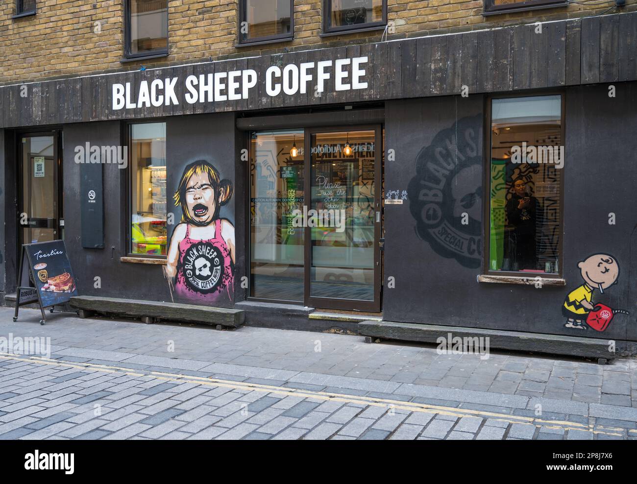 Exterior of Black Sheep Coffee shop on New Street, Bishopsgate, London ...