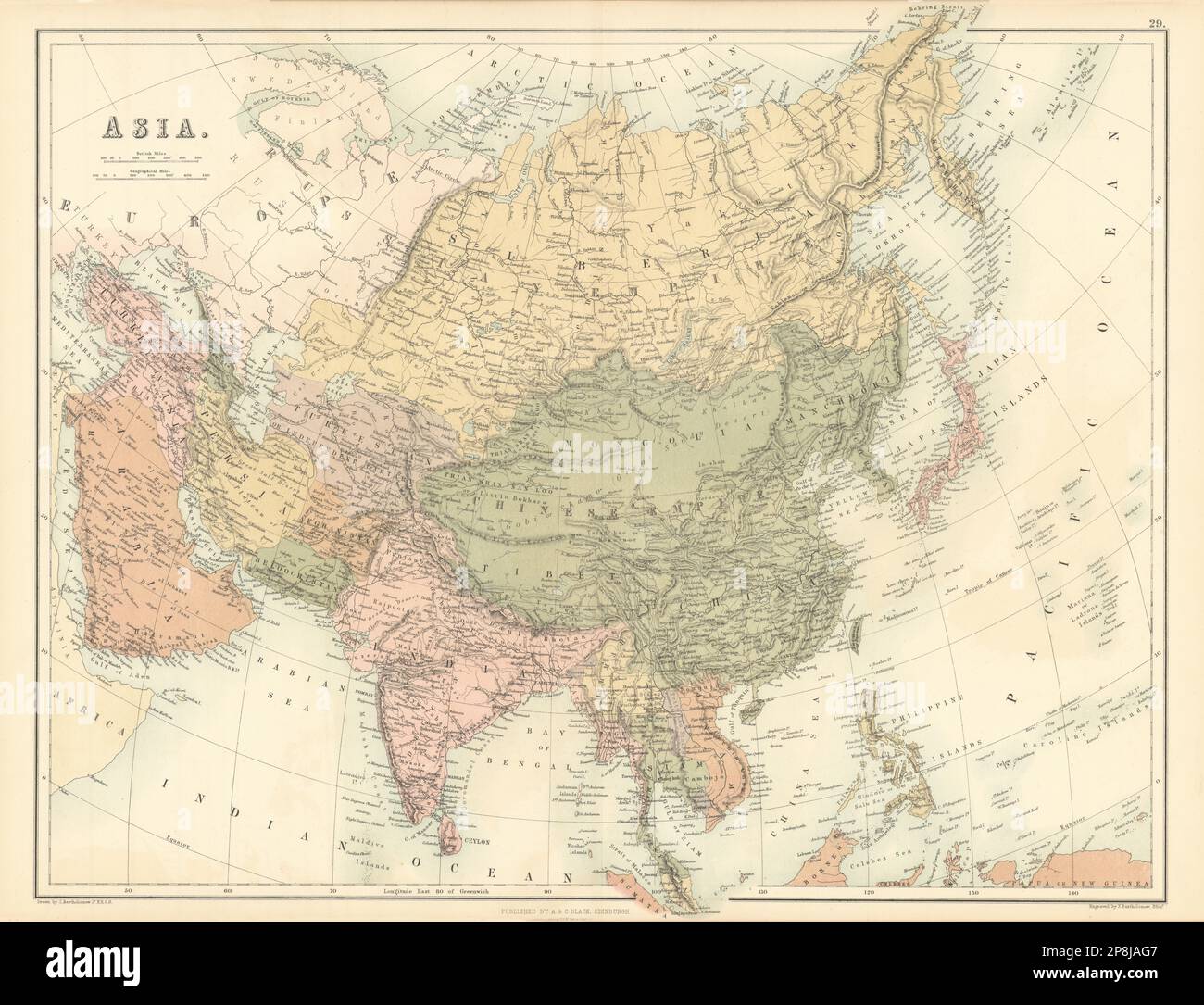 Asia. Arabia Siam China Anam Persia Abou Thubbi (Abu Dhabi) BARTHOLOMEW ...