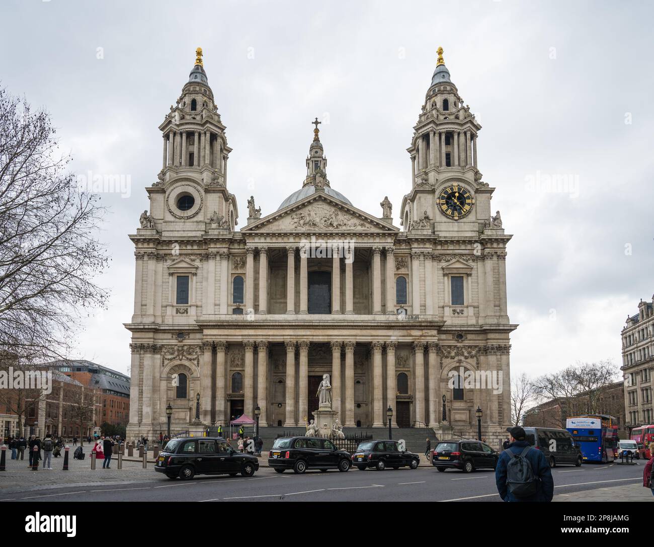 Main west facade of St Paul's Cathedral as seen from from Ludgate Hill. London, England, UK ...