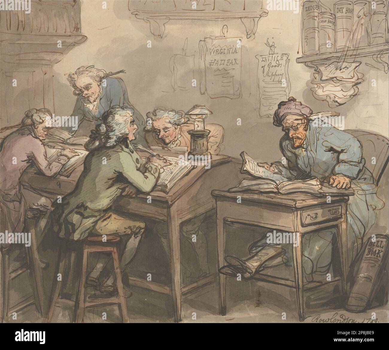 A Merchant's Office 1789 by Thomas Rowlandson Stock Photo - Alamy