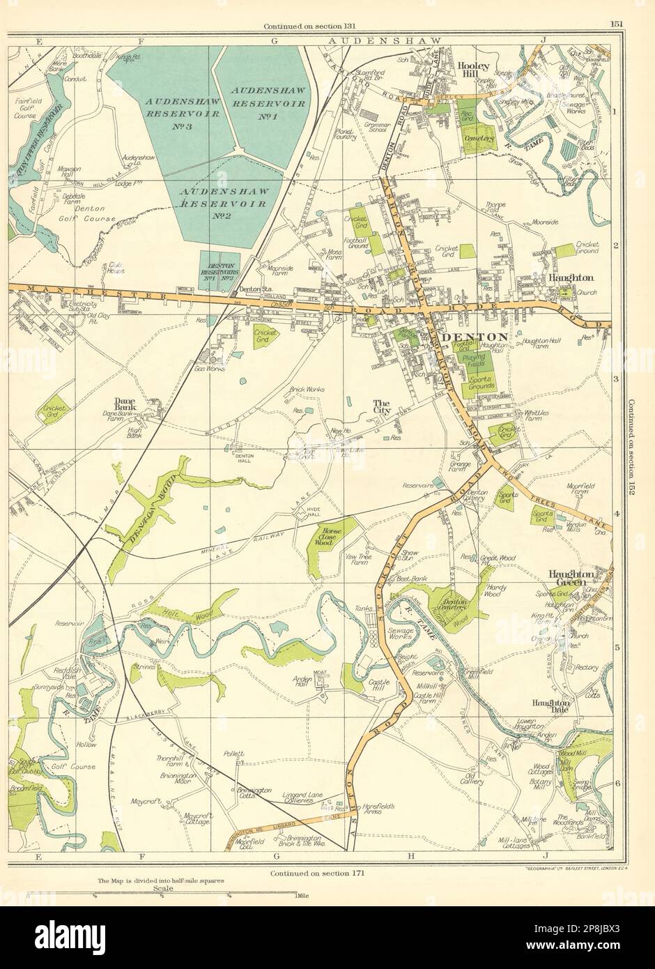 LANCASHIRE Denton Haughton Green Dale Dane Bank Hooley Hill Audenshaw ...