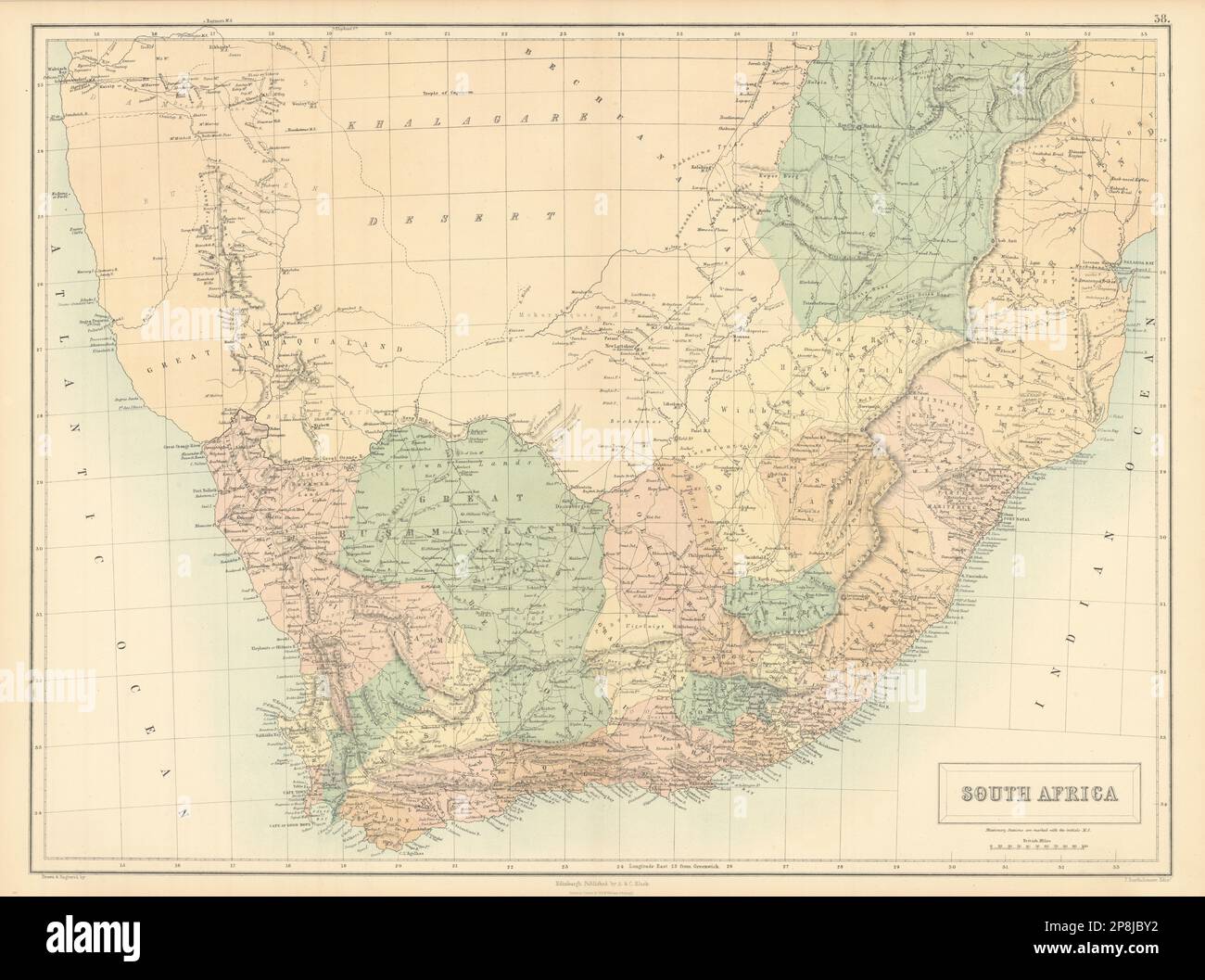 South Africa. Orange Free State Namaqualand Bushmanland SIDNEY HALL 1862 map Stock Photo - Alamy