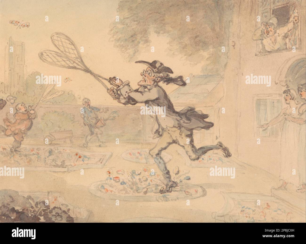 Butterfly Hunting circa 1806 by Thomas Rowlandson Stock Photo - Alamy