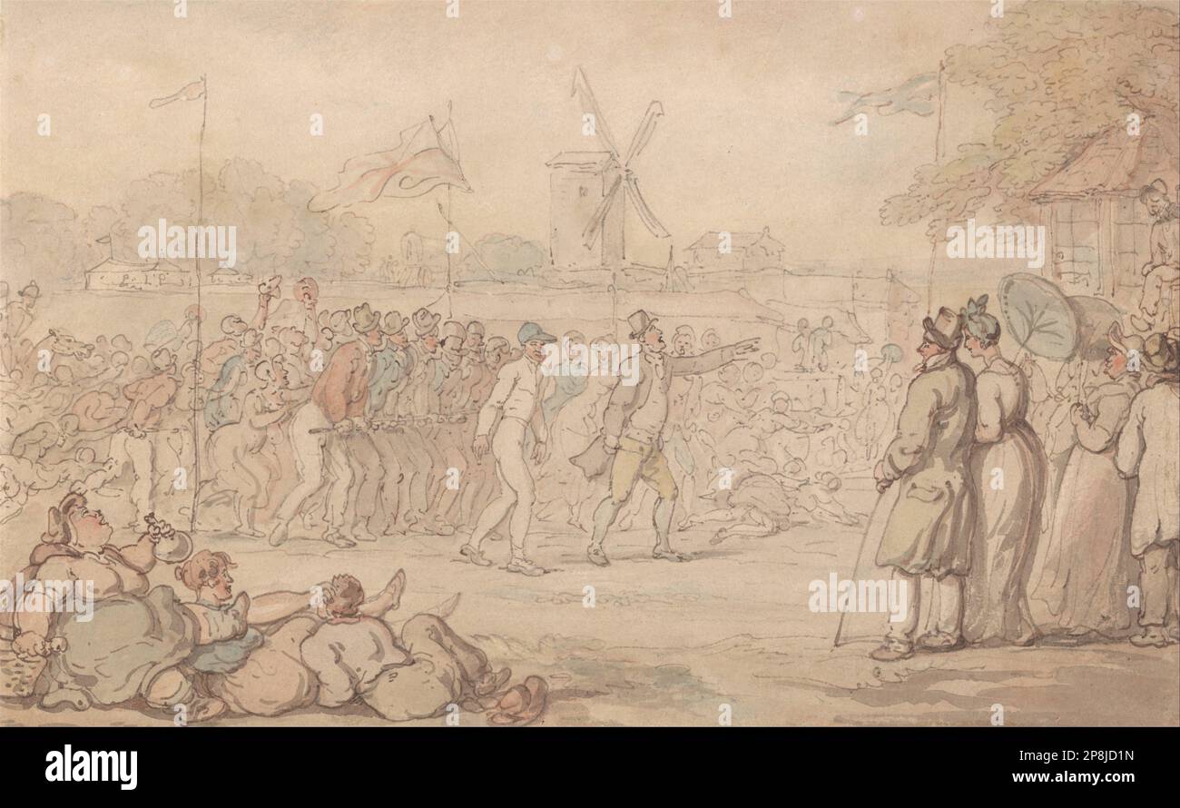 Captain Barclay's Rally Match - The Finish by Thomas Rowlandson Stock ...