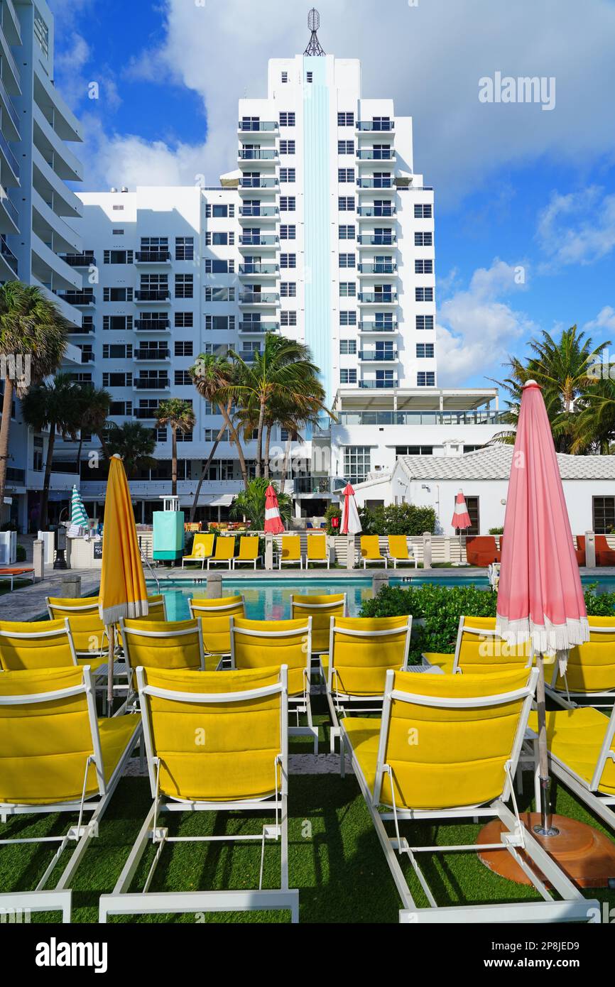 MIAMI BEACH, FL -15 FEB 2023- View of the Confidante, an oceanfront ...