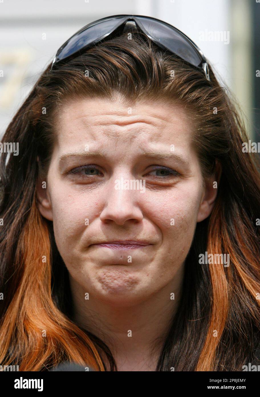 Victoria Stafford's mother, Tara McDonald, speaks to reporters Tuesday ...