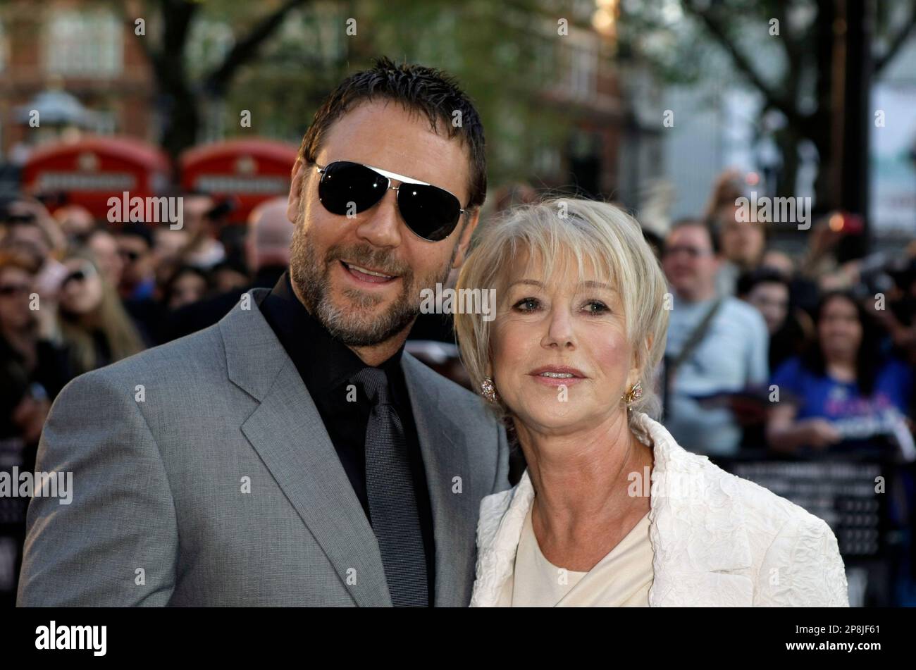 British actress Helen Mirren, right, and Australian actor Russell Crowe ...