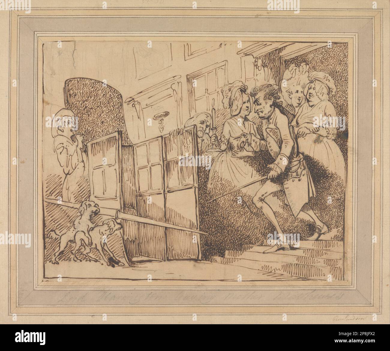 Lord Harrington Leaving Mother Matthew's by Thomas Rowlandson Stock ...