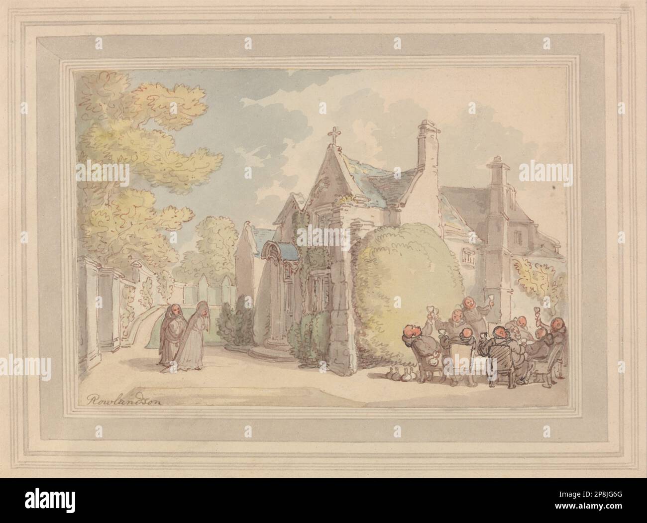 Monks Carousing outside a Monastery by Thomas Rowlandson Stock Photo ...