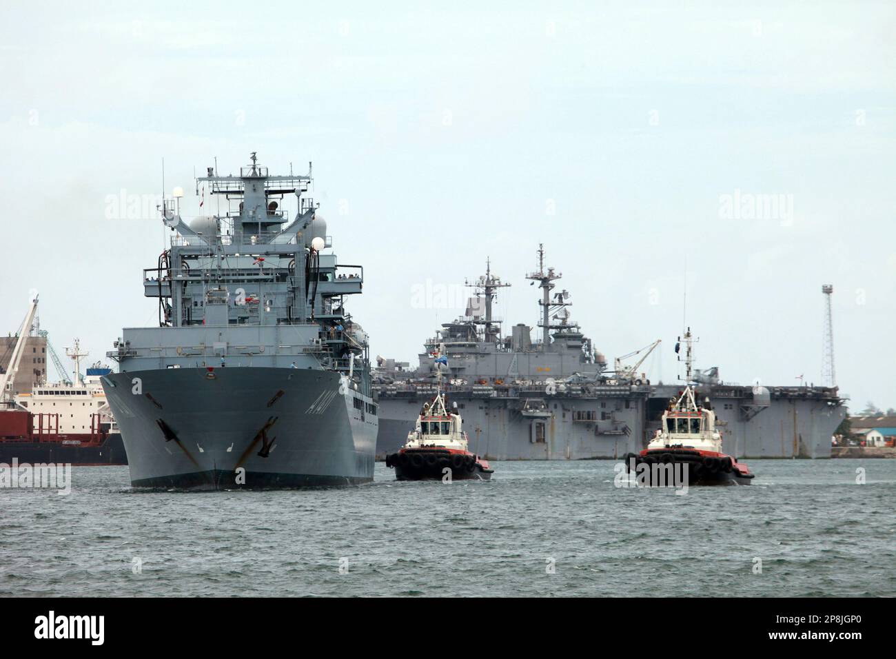 The German warship Berlin arrives at Port of Mombasa, Kenya, Tuesday ...