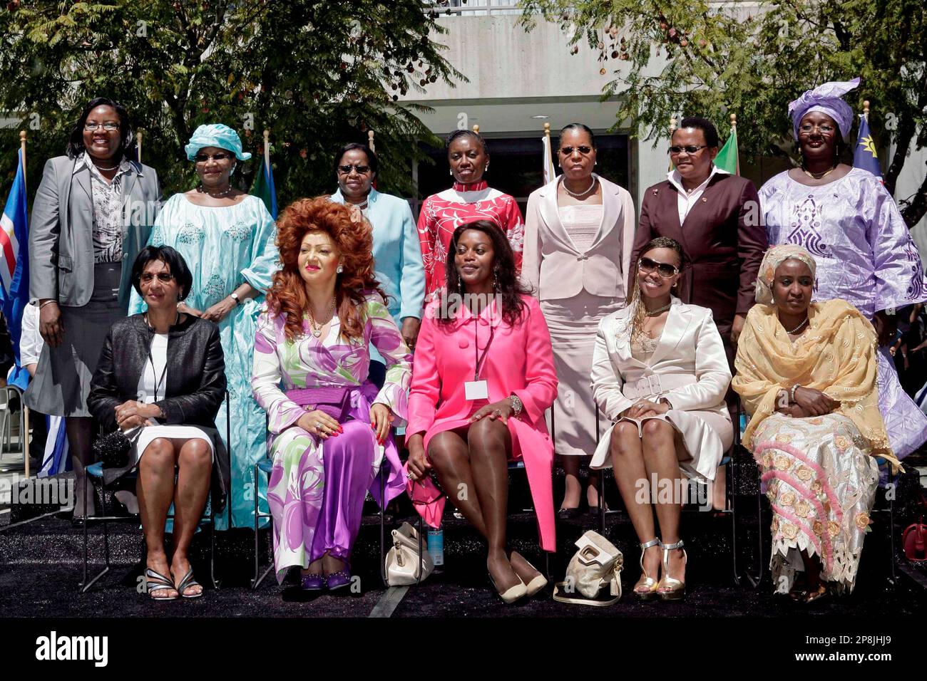First Ladies of countries throughout Africa pose for a photo Monday ...