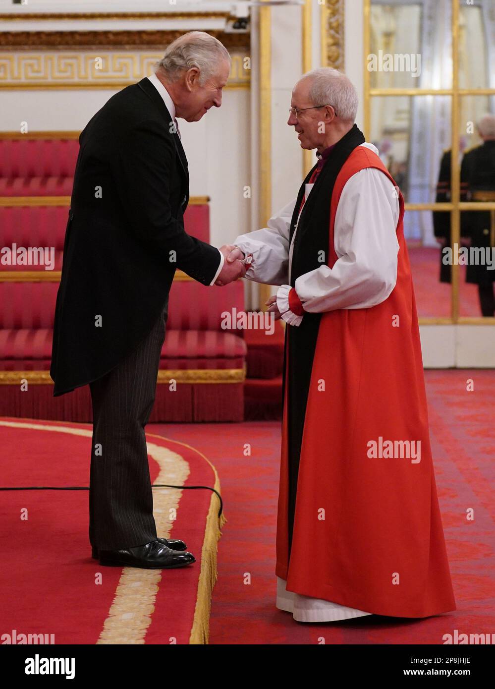 King Charles III shakes hands with Archbishop of Canterbury, Justin ...