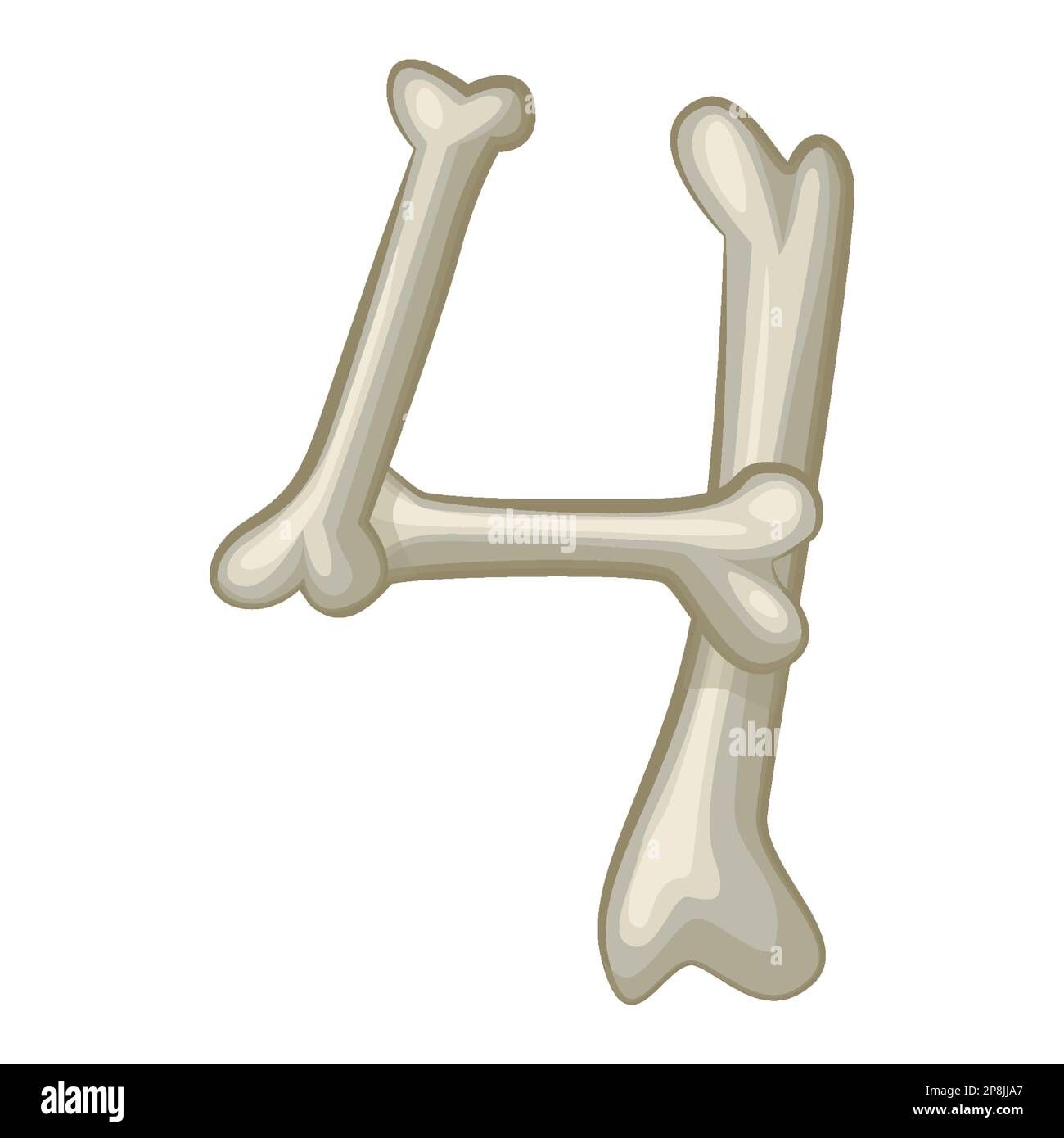 Bone number 4, vector digit four. Cartoon isoled number on white ...