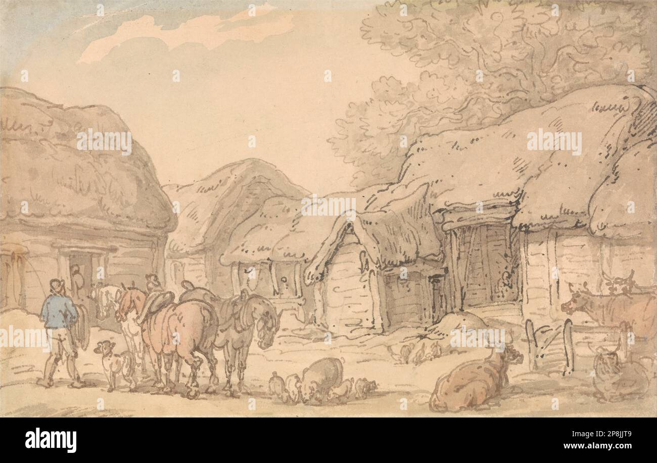 The Farmyard by Thomas Rowlandson Stock Photo - Alamy
