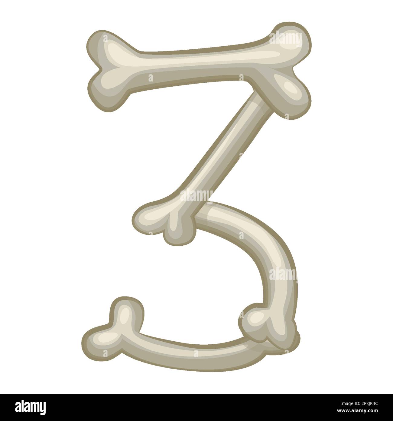 Bone number 3, vector digit three. Cartoon isoled number on white ...